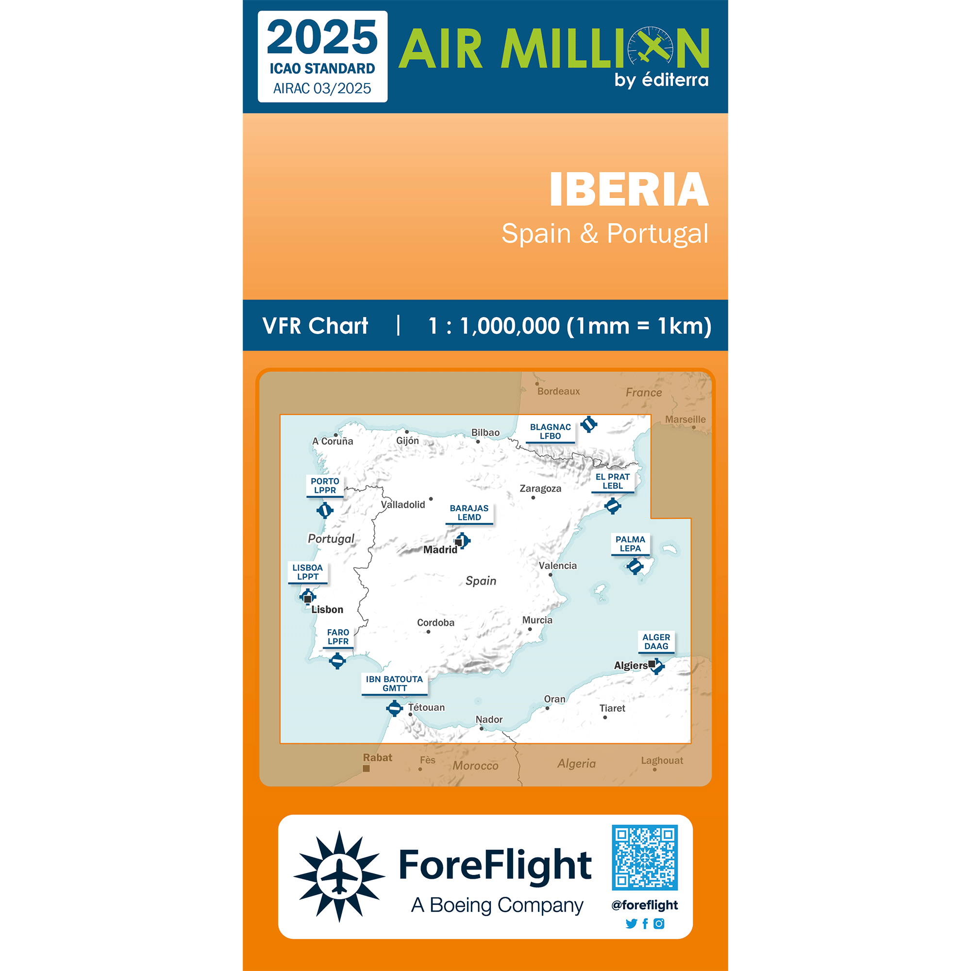 Air Million VFR Iberia 2025 Chart | 1:1,000,000 | BuckerBook